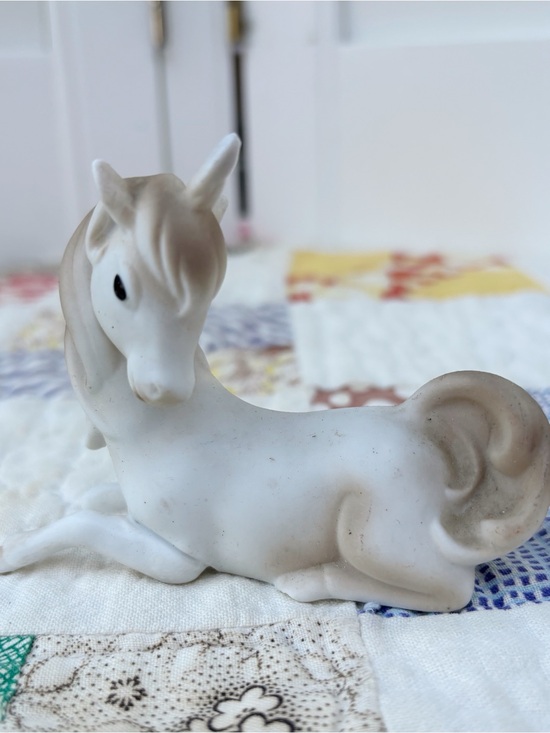 Vintage | Accents | Vintage White Bisque Magical Unicorn Fantasy ...